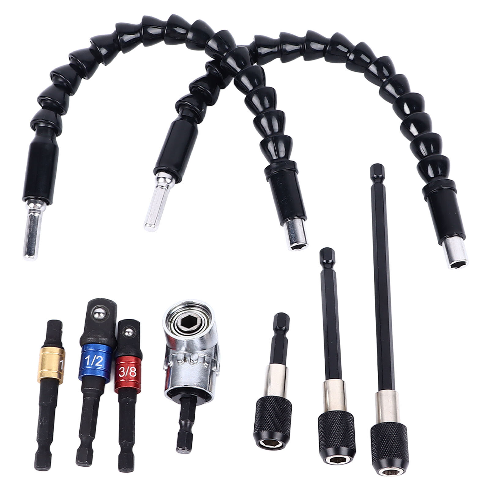 Многофункциональный набор удлинителей для сверл с быстроразъемным универсальным гибким валом для ремонта автомобилей и дома.