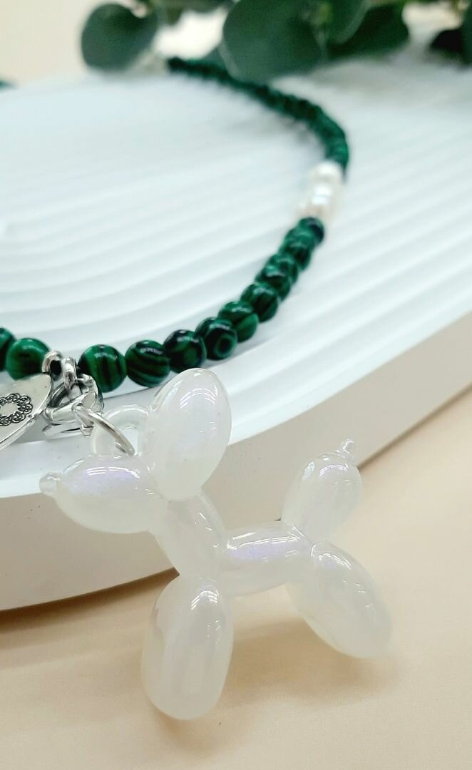 Чокер P.J. MURANO, муранское стекло, стекло, длина 50 см, серебряный, черный, зеленый, белый