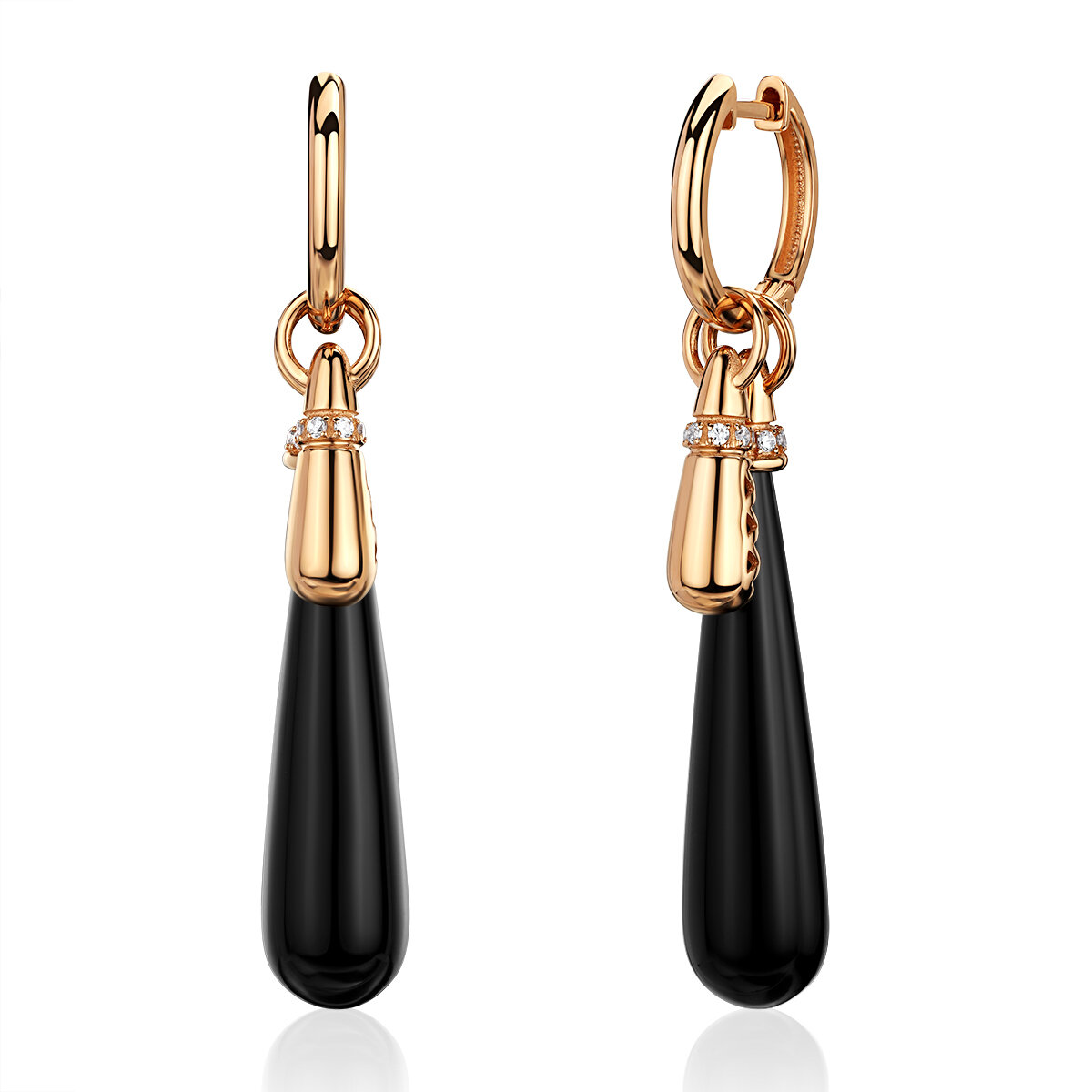 Серьги, красное золото, 585 проба, агат, фианит