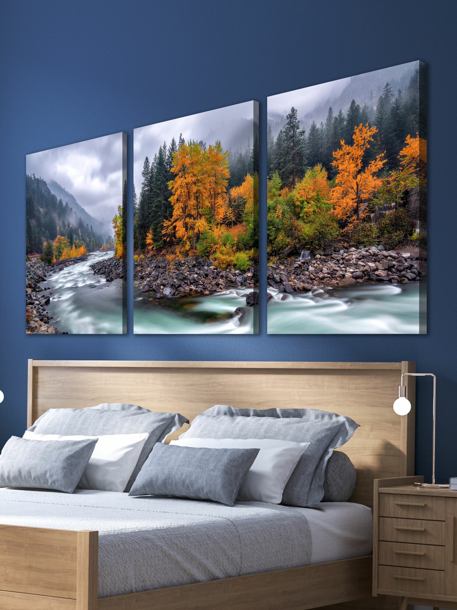 Картина на стену модульная "Мягкое течение", 150 см х 70 см