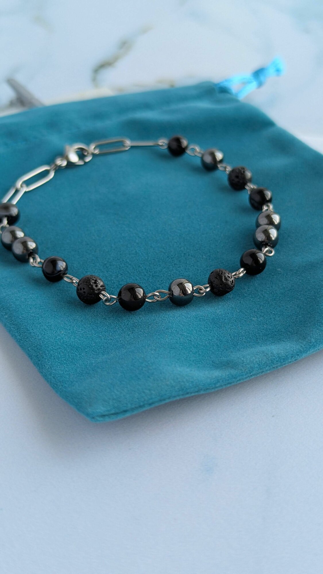 Браслет, агат, гематит