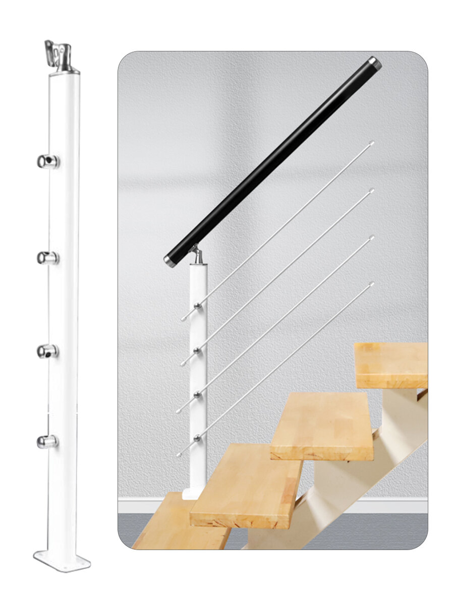 Стойка для тросовых перил 850 мм, напольное крепление, Металлические стойки для лестничных перил, с креплениями для дома, лофта