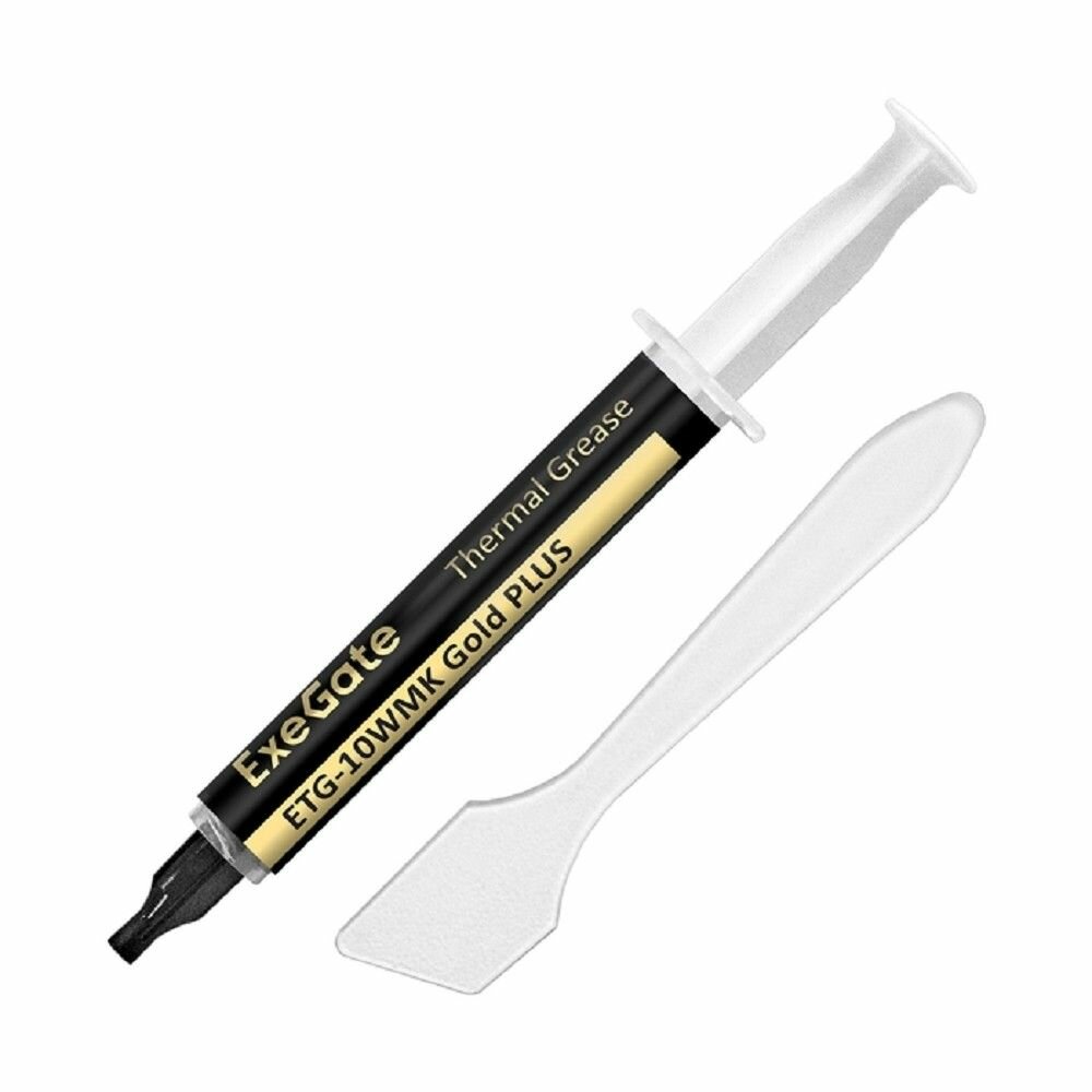 EXEGATE Термопаста EX296086RUS Термопаста ETG - 10WMK Gold PLUS 10,4 Вт м К , 4г, шприц с лопаткой