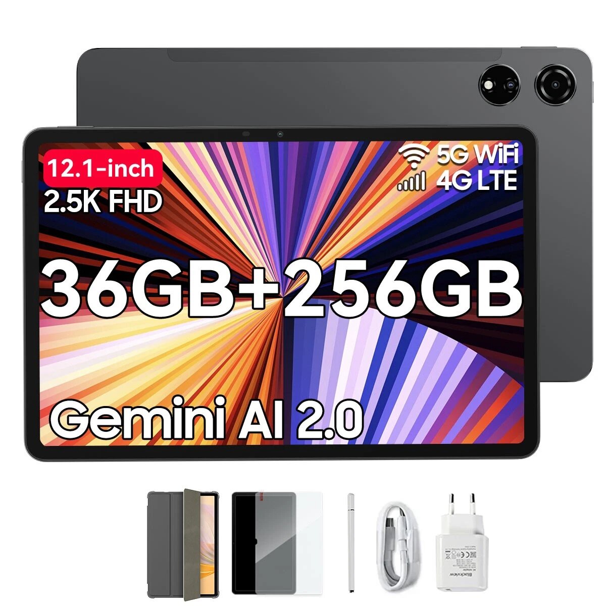 Планшет Blackview MEGA 3 Android 12 дюймов 2.5K 12 ГБ + 256 ГБ,12.1, Wi-Fi,256 ГБ,12 ГБ, Wi-Fi,8800, Android, серый