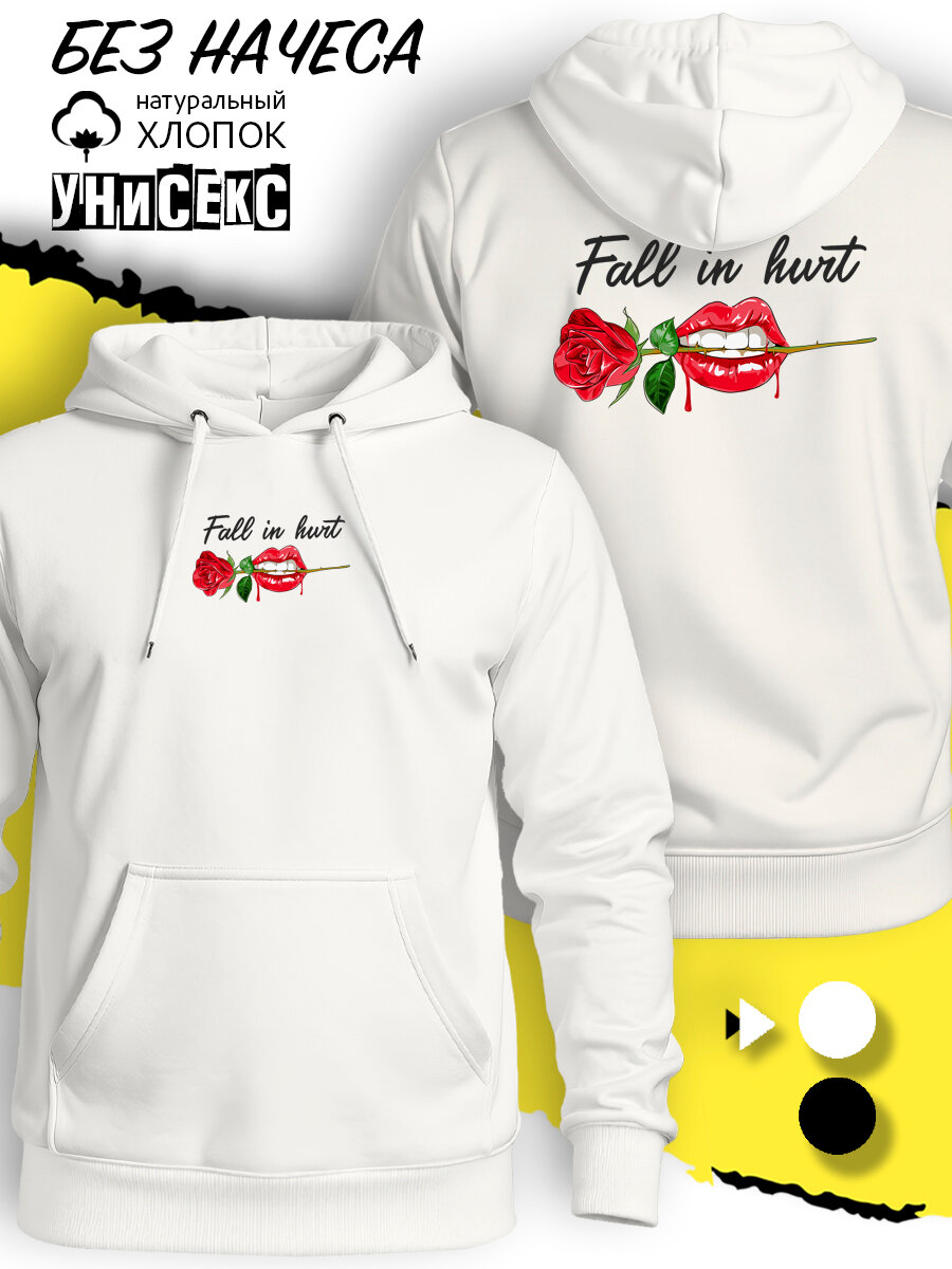 Худи Толстовка свитшот губы роза fall in hurt
