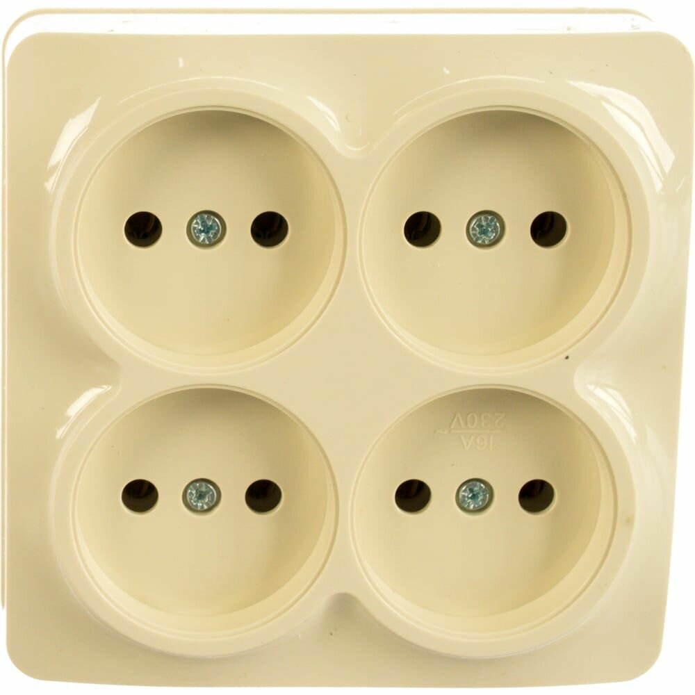 Розетка 4-м ОП 10А IP20 квадрат. без заземл. сл. кость IONICH 1453