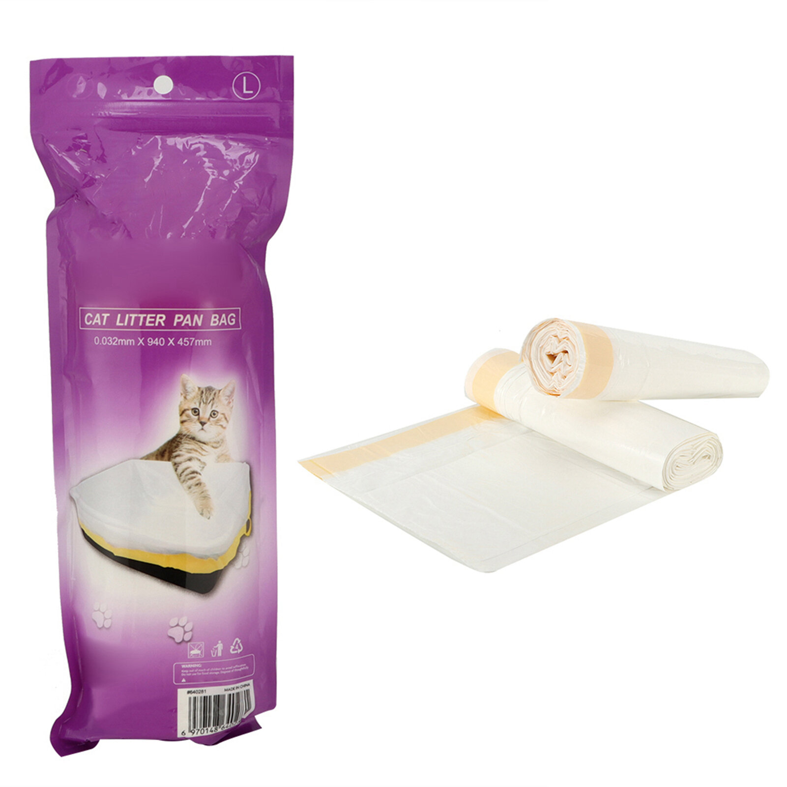 2 Packs Cat Litter Box Liners Pan Bags with Drawstring Pet Supplies (M)