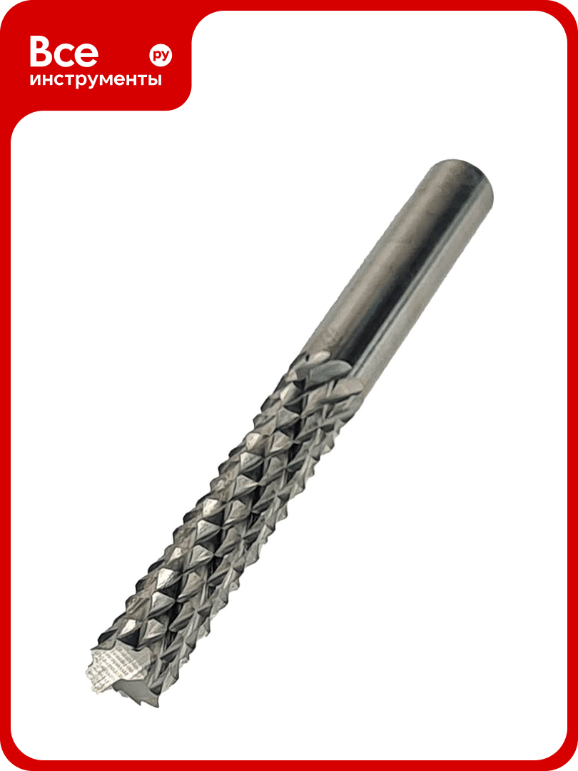 Фреза спиральная рашпильная кукуруза (6x42x75 мм; S=6 мм) Greencut RB6021, для фрезерных станков чпу, пластиковый, синий