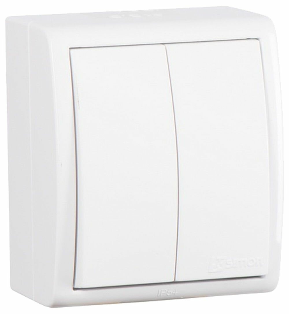 Выключатель 2-клавишный наружный, IP54 белый Simon 15 Aqua 1594398-030