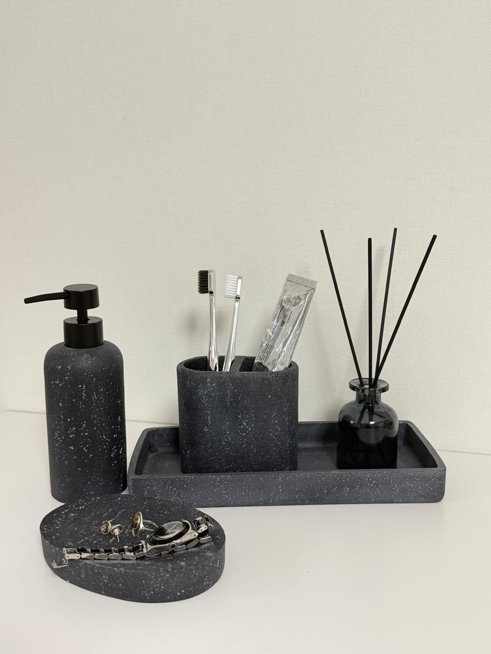 Набор аксессуаров для ванной комнаты, 4 предмета "Бетон"