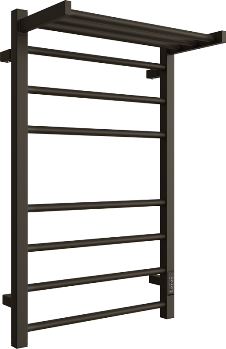 Полотенцесушитель электрический Двин Fs plaza neo 80х50, черный матовый, с полкой