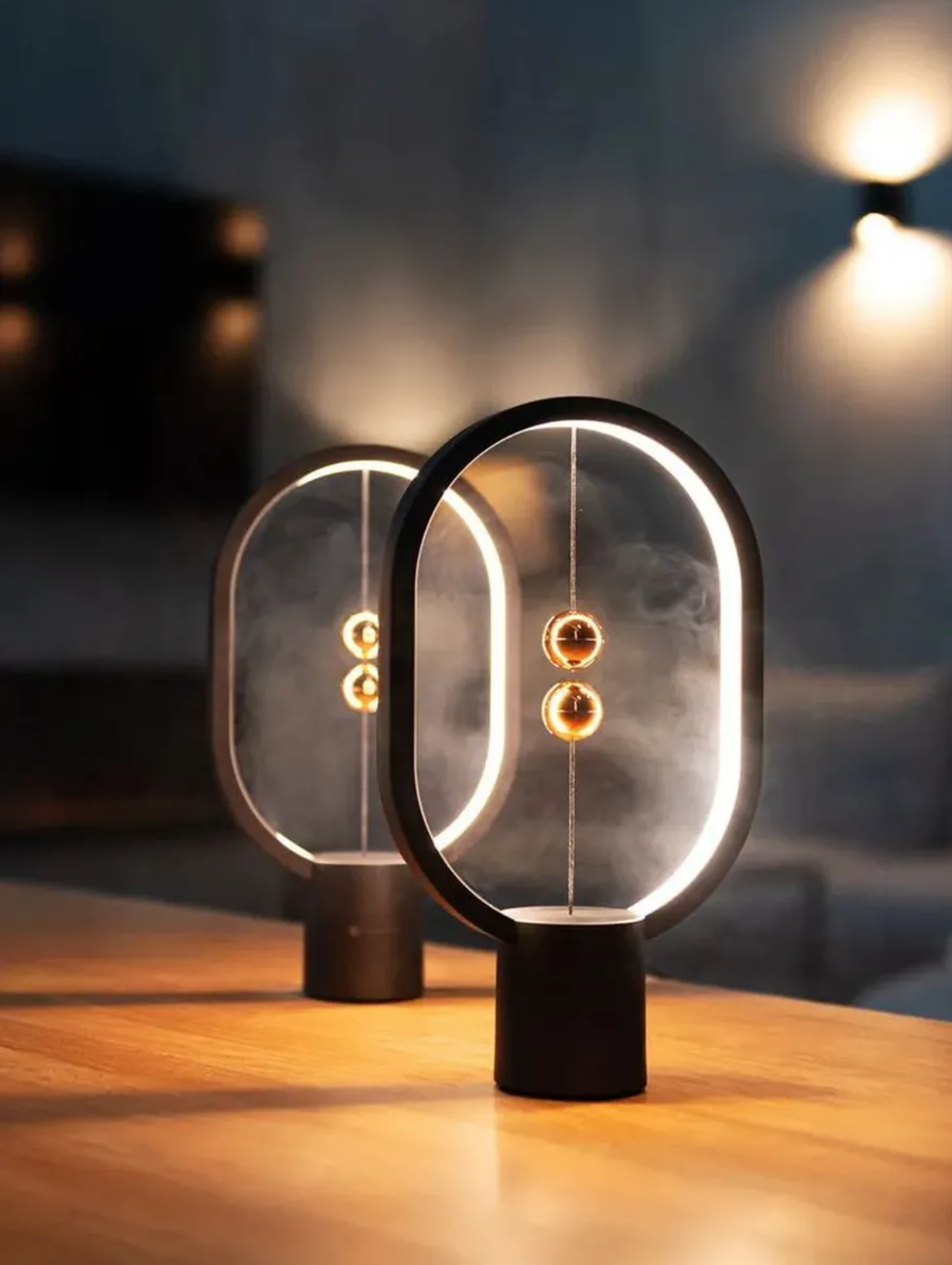 Светильник с двумя магнитами "Баланс", настольная лампа, 25см, черная