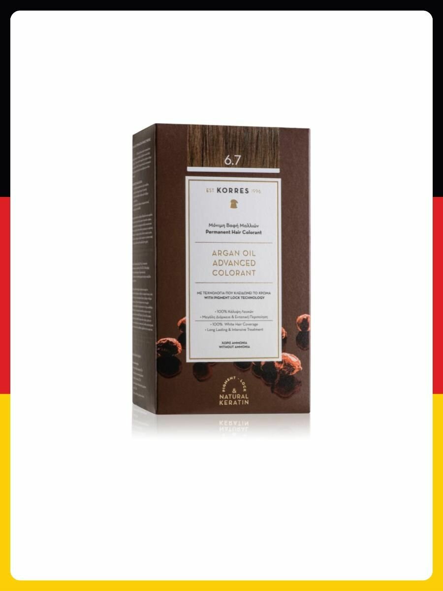 Краска для волос Korres Argan Oil Permanent Hair Color with Argan Oil 6.7 Cocoa, 50 мл