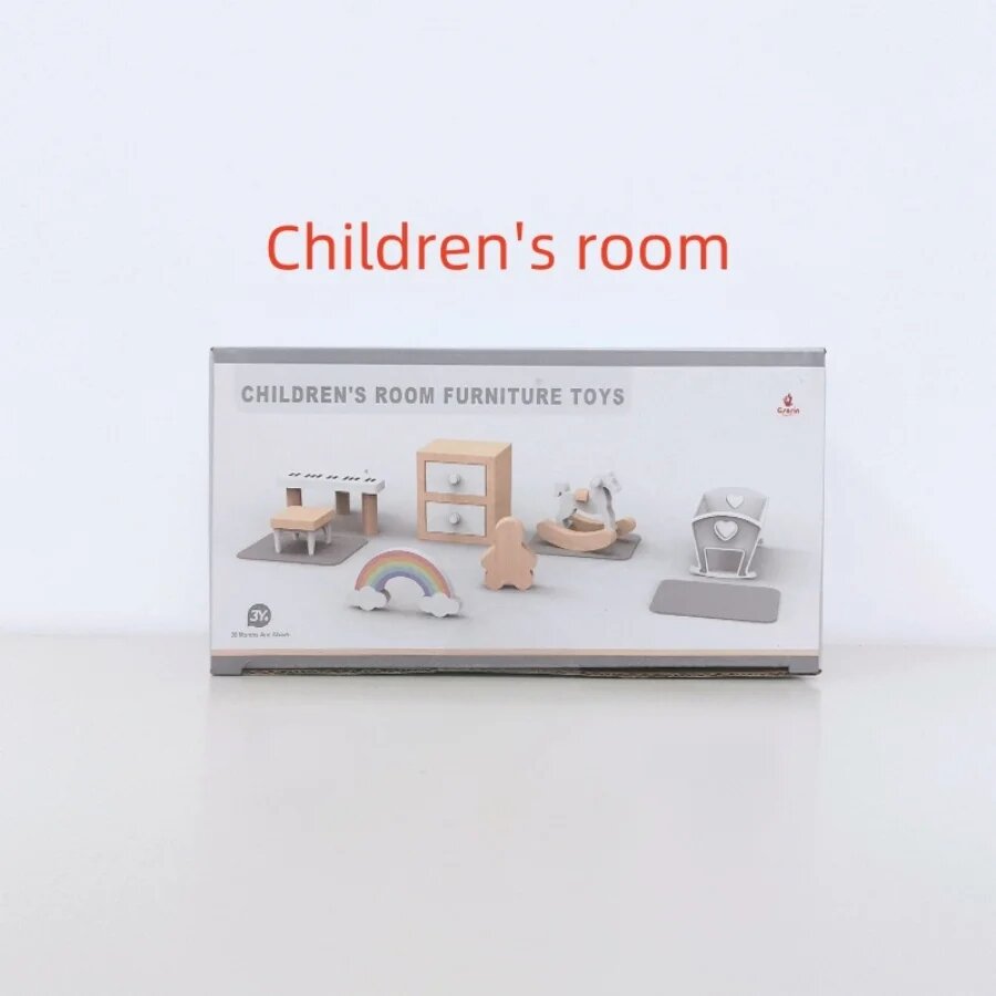 Деревянный кукольный домик с мебелью room