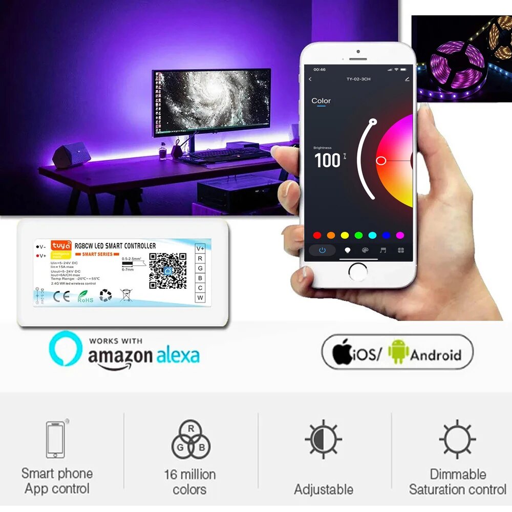 Tuya RGBW LED Контроллер Wi-Fi — фото 1