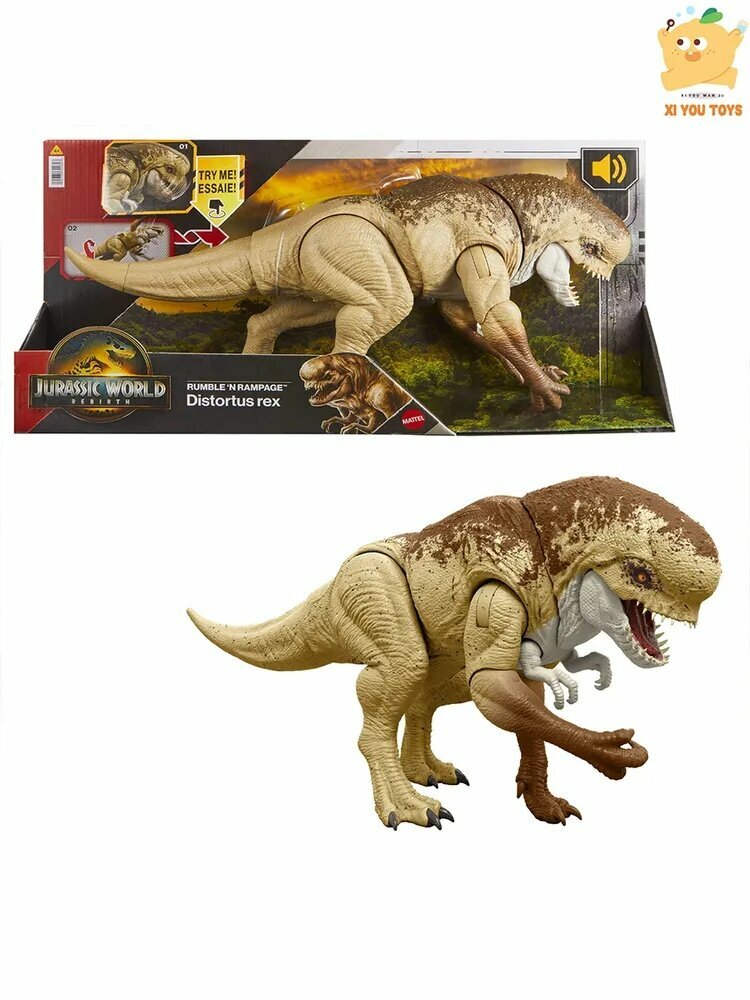 Интерактивная Игрушка Mattel Jurassic World Rumble'Nrampage Distortus Rex / Фигурка Динозавра-ревущего Злодея Из Мира Юрского Периода Для Детей От 4 Лет И Старше