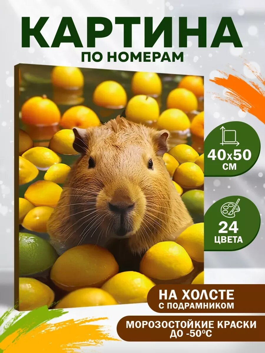 Картина по номерам Школа талантов "Капибара в пруду" 40х50 см, на холсте с подрамником