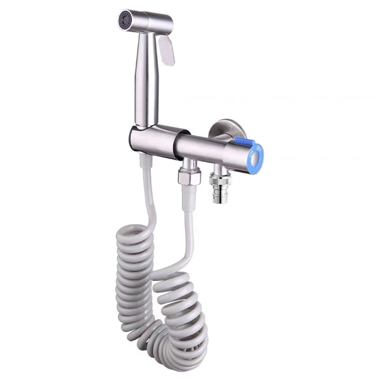 2 Function Handheld Bidet Sprayer для Туалета, High Pressure Handheld Cloth Diaper Sprayer, Набор Стальной Душевой Шланг в Ванной Комнате, Цвет: серебристый, Размер Продукта: 12cmx7.5cm, Манhole: стандарт G1/2", Вывод Кабеля: стандарт G1/2", Материал: