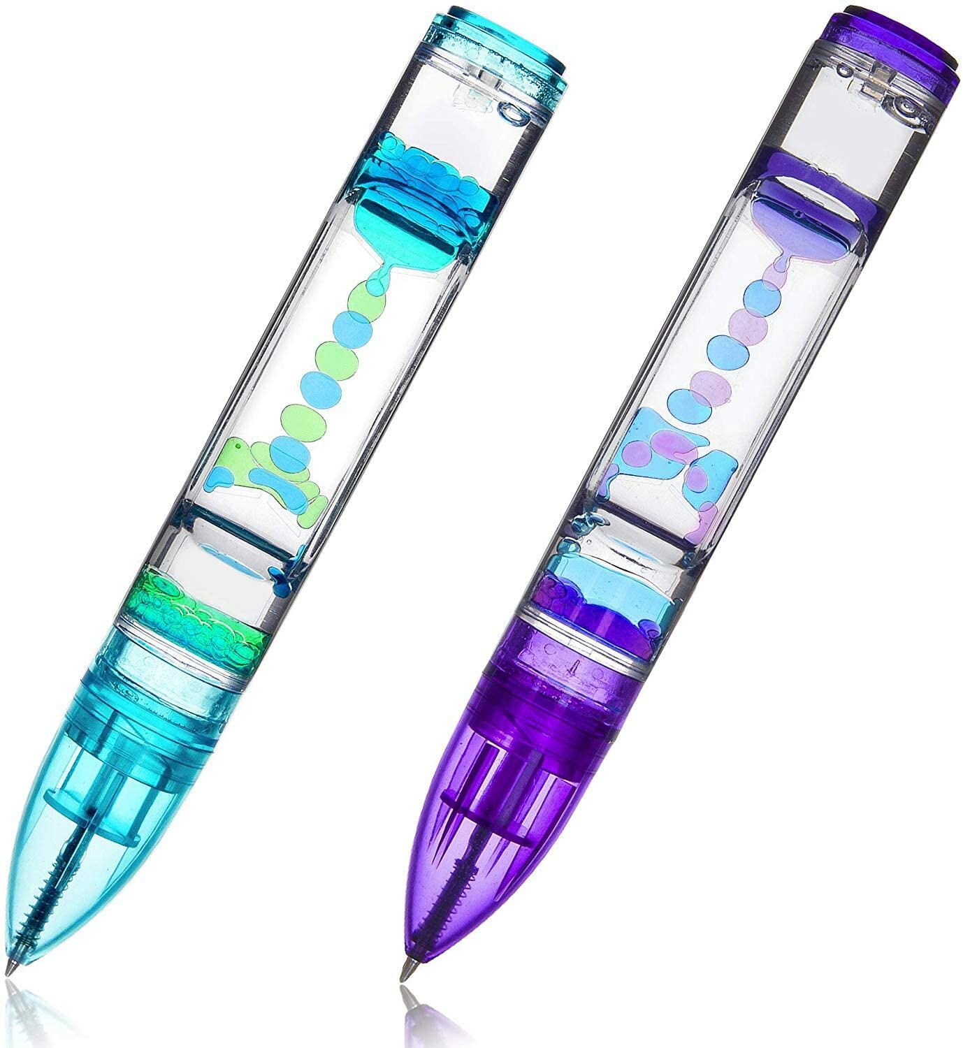 2 Pack Liquid Motion Timer Pen Multi Colored Fidget Pen Office Desk Toys Novelty Gifts Novelty Toys Purple Blue