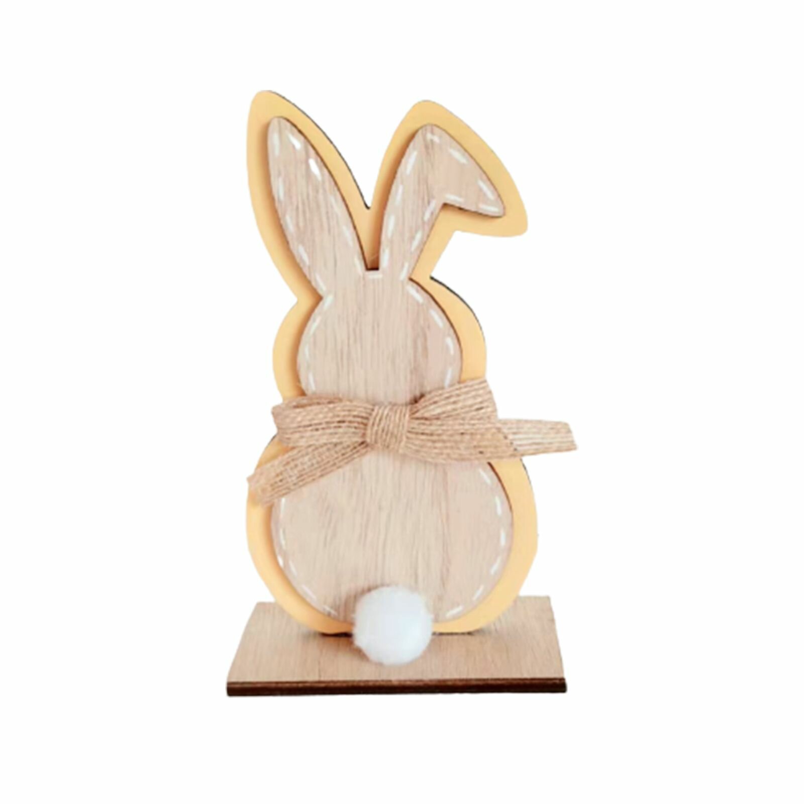 Пасхальный деревянный орнамент, галстук-бабочка и кролик с плюшевым хвостом-шариком, поделки из дерева для украшения дома, спальни, офиса, рабочего стола