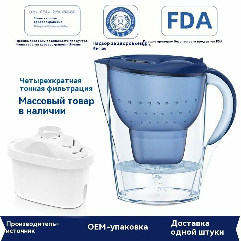 Фильтр для воды кувшин Brita Marella XL 3,5 л Синий+ 1 шт картридж для воды Брита MAXTRA+ Универсальный