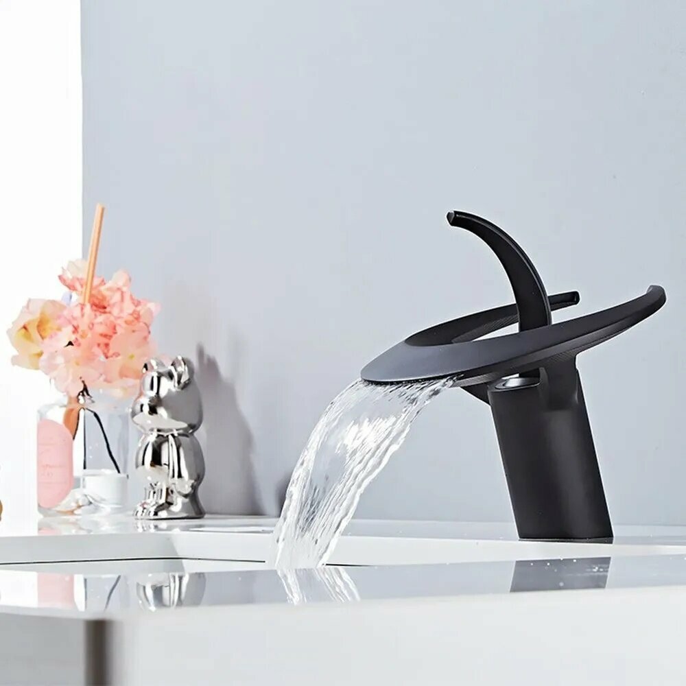 OZ-EVEA Креативный водопадный умывальник для горячей и холодной воды с одним отверстием, полностью медный