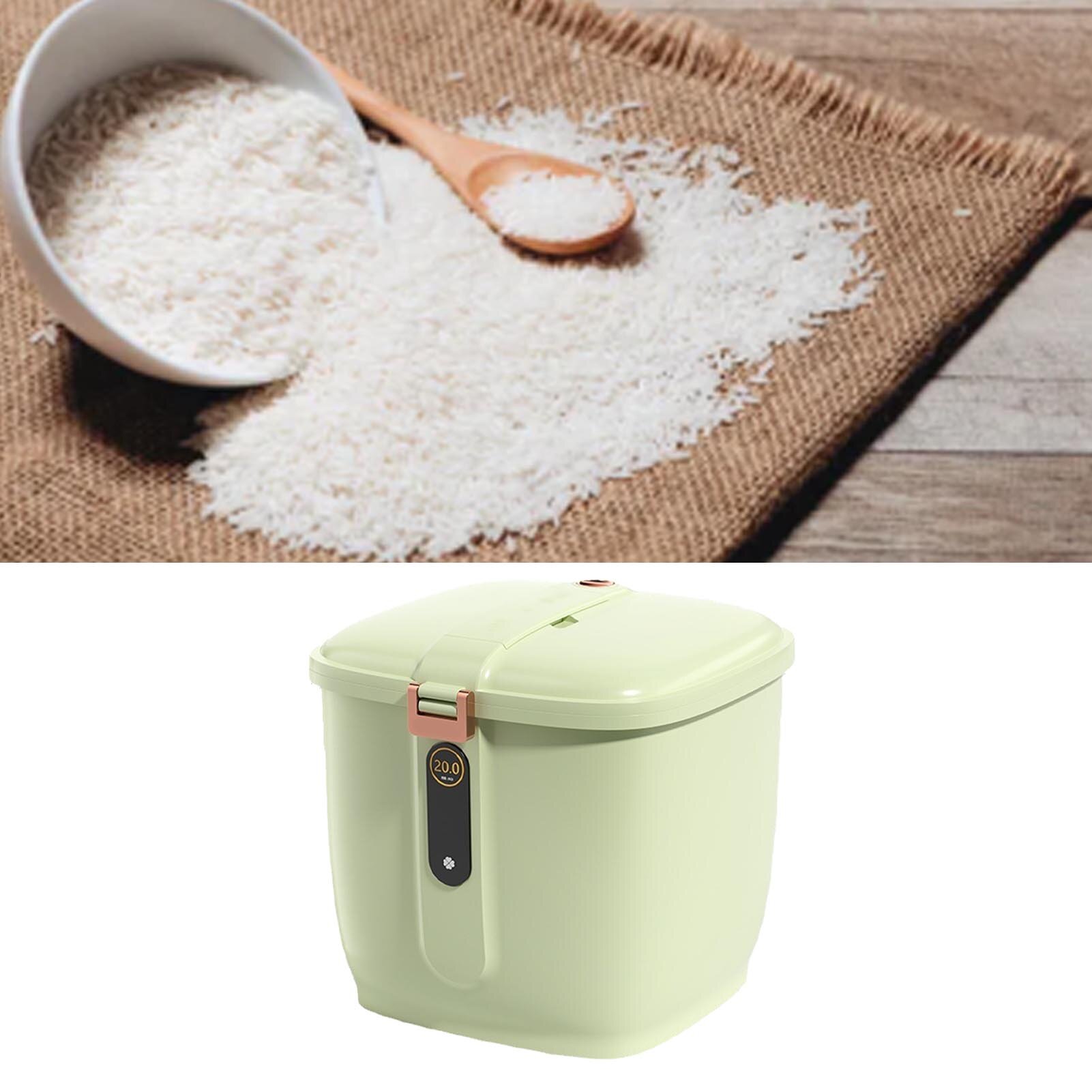 Контейнер для хранения риса большой емкости герметичный герметичный кухонный дозатор зерна ведро для хранения зеленого цвета 10 кг