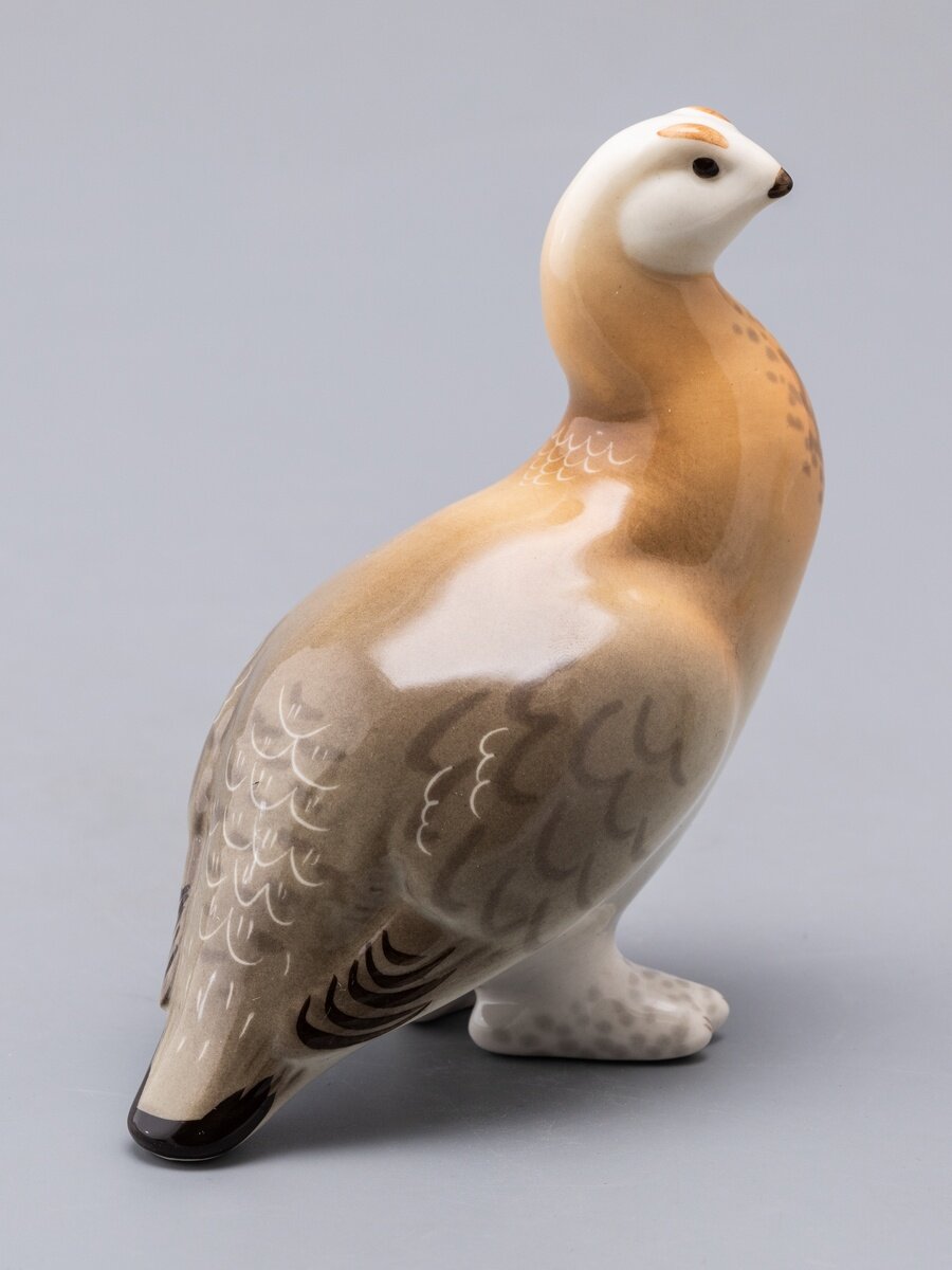 Фарфоровая скульптура Куропатка, 13.6 см, Императорский фарфоровый завод