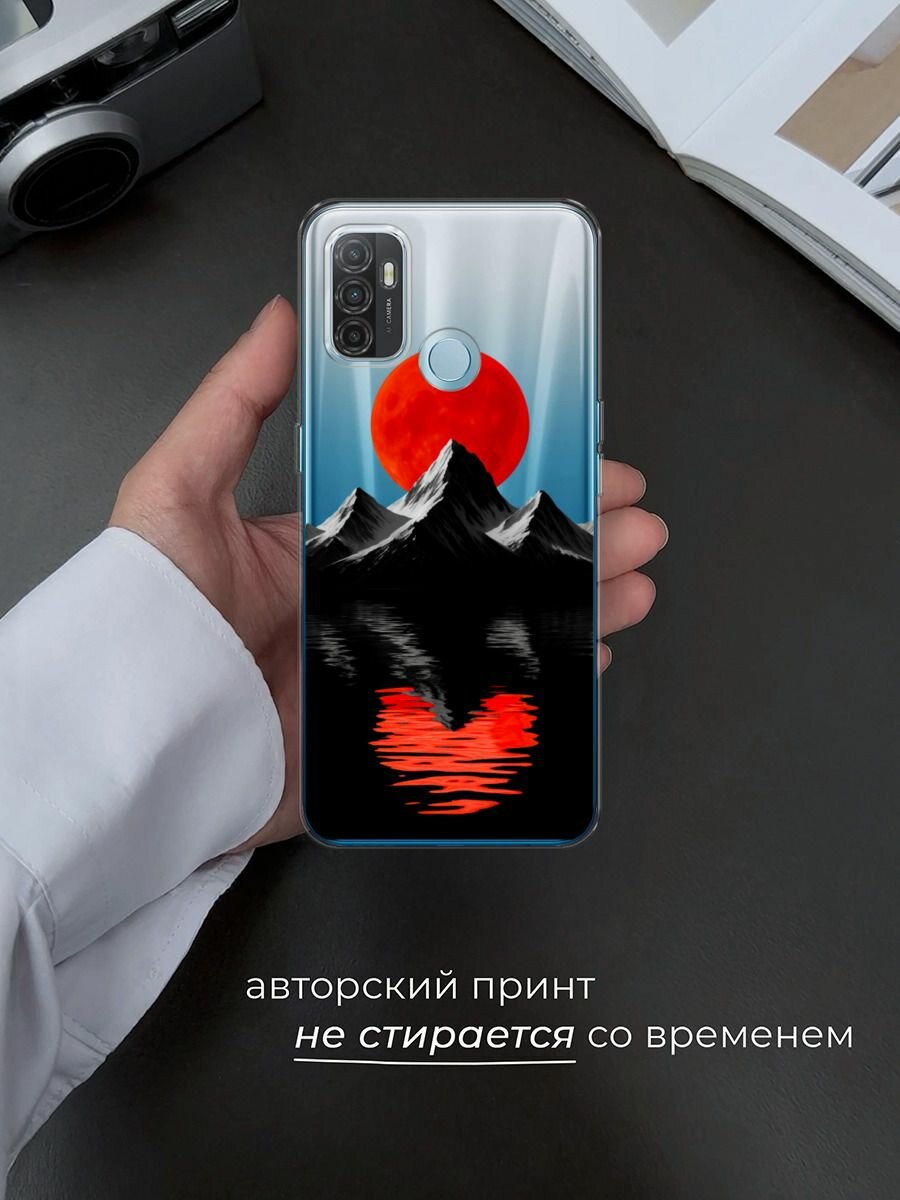 Чехол на Oppo A53 / Оппо А53 с принтом Черная гора, прозрачный — фото 1