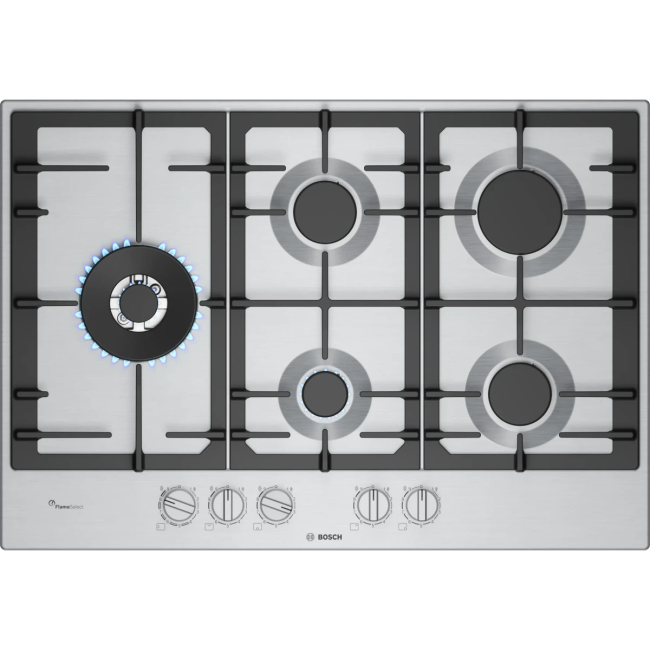 PCS7A5I90 Bosch Газ, 75 см, нерж. сталь, независимая, нержавеющая сталь, чугунные решетки
