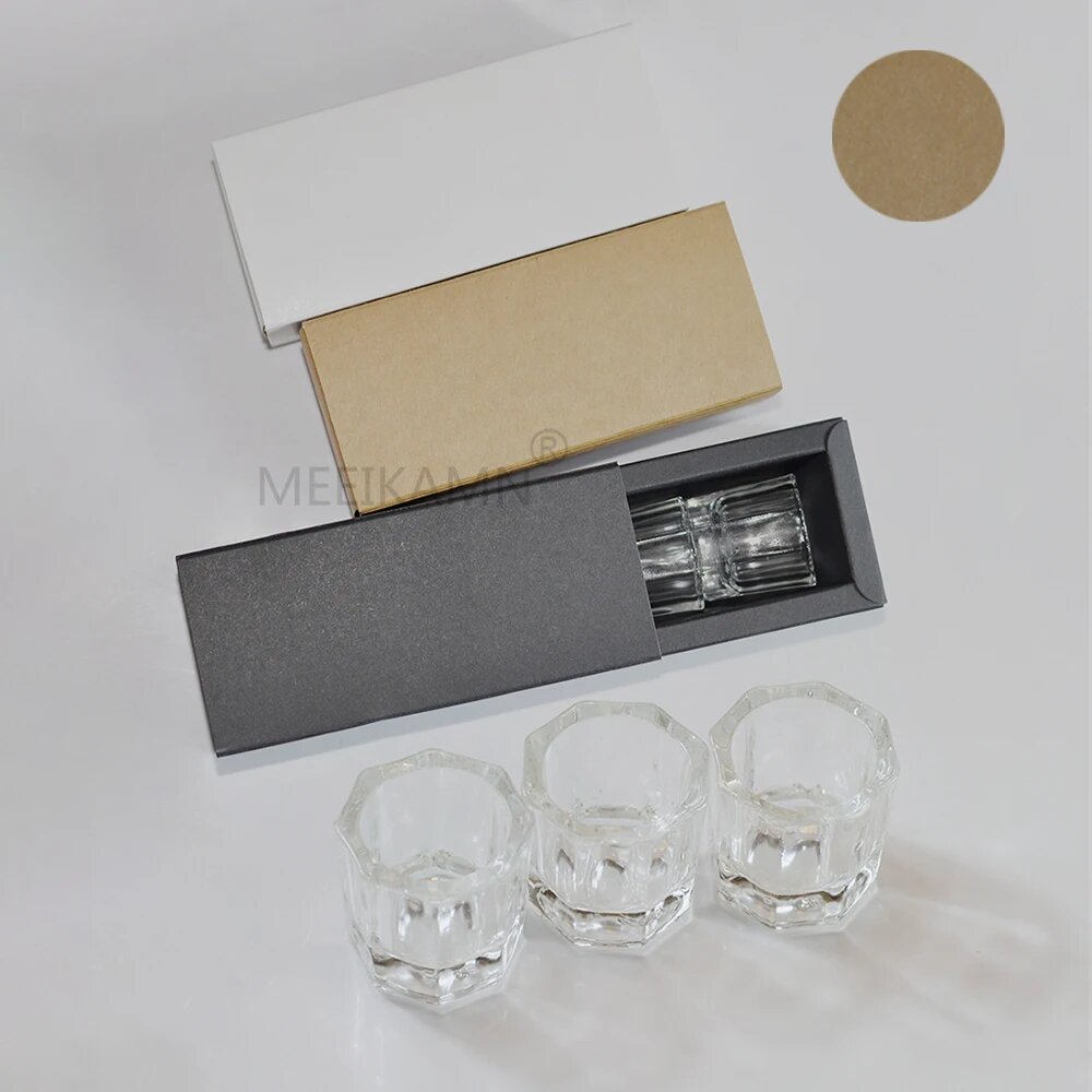 3PCS Glass Container Краска Смешивание цвета Макияж Мини-чаша Клей для ресниц Татуировка Чернила Пигментный дисплей Лак