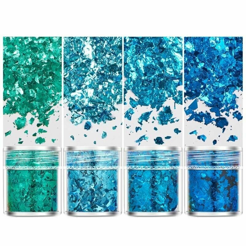 Золотые хлопья для творчества, отверстие сине-зеленое