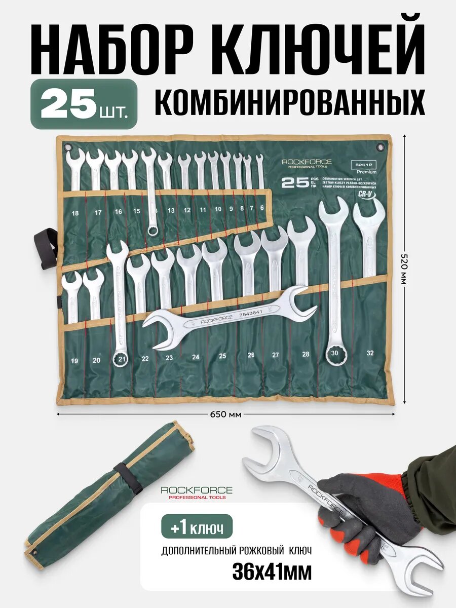Набор ключей комбинированных 25 предметов