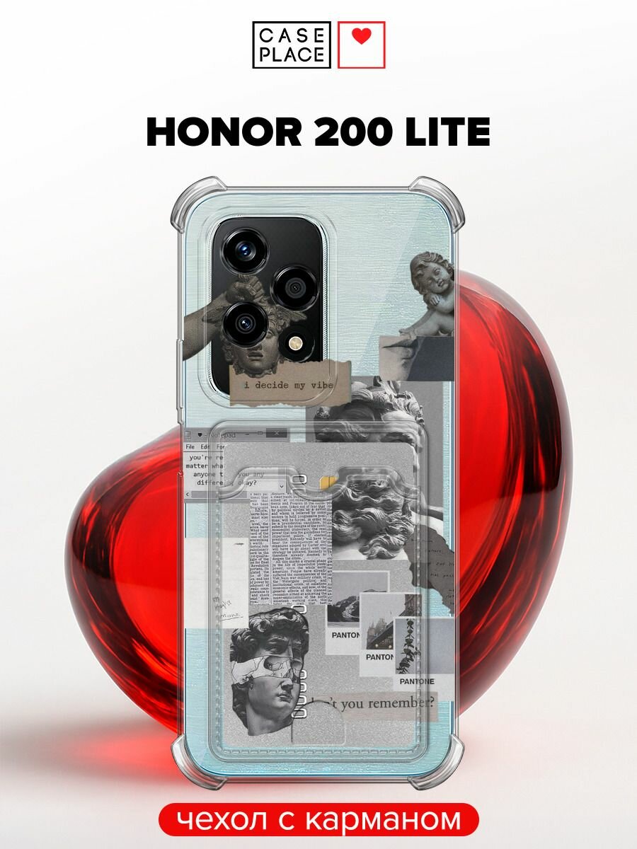 Чехол на Honor 200 Lite (Хонор 200 Лайт) с картой и принтом Коллаж эстетика