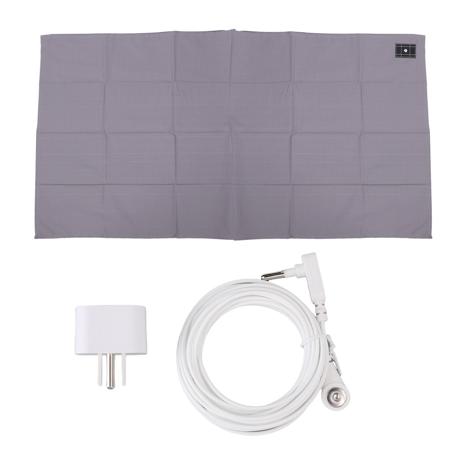 Комплект заземляющих простыней из 95% органического хлопка и 5% серебряного волокна с антистатическим шнуром, размер 51,97x26,77 дюймов, серый цвет, вилка стандарта США.