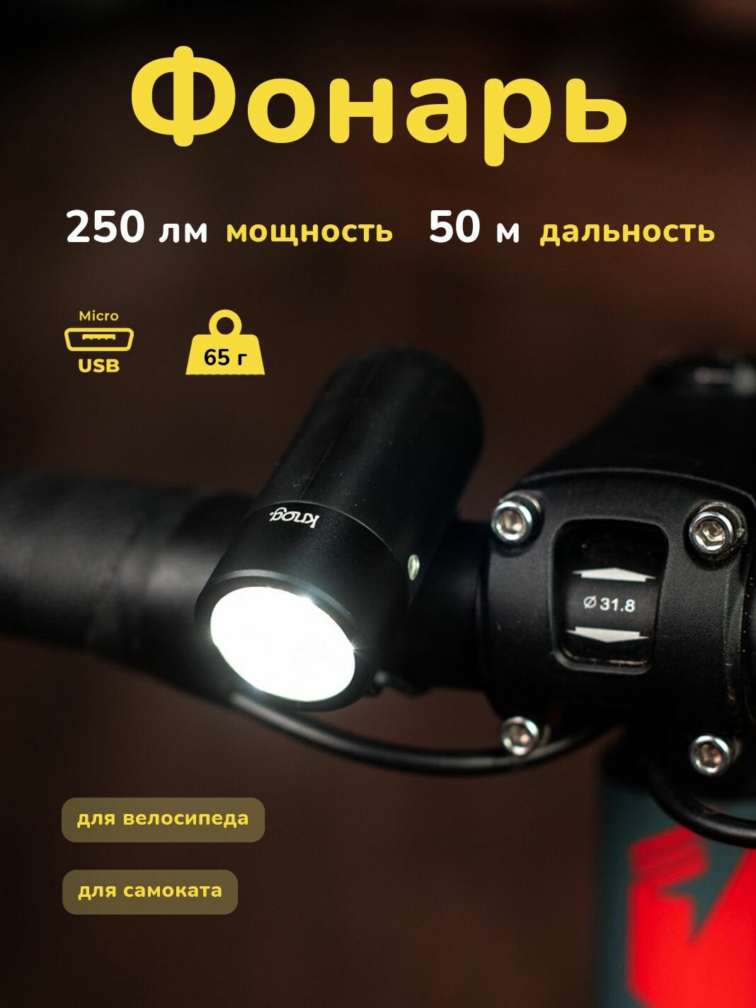 Фонарь передний Knog Plug Front 250