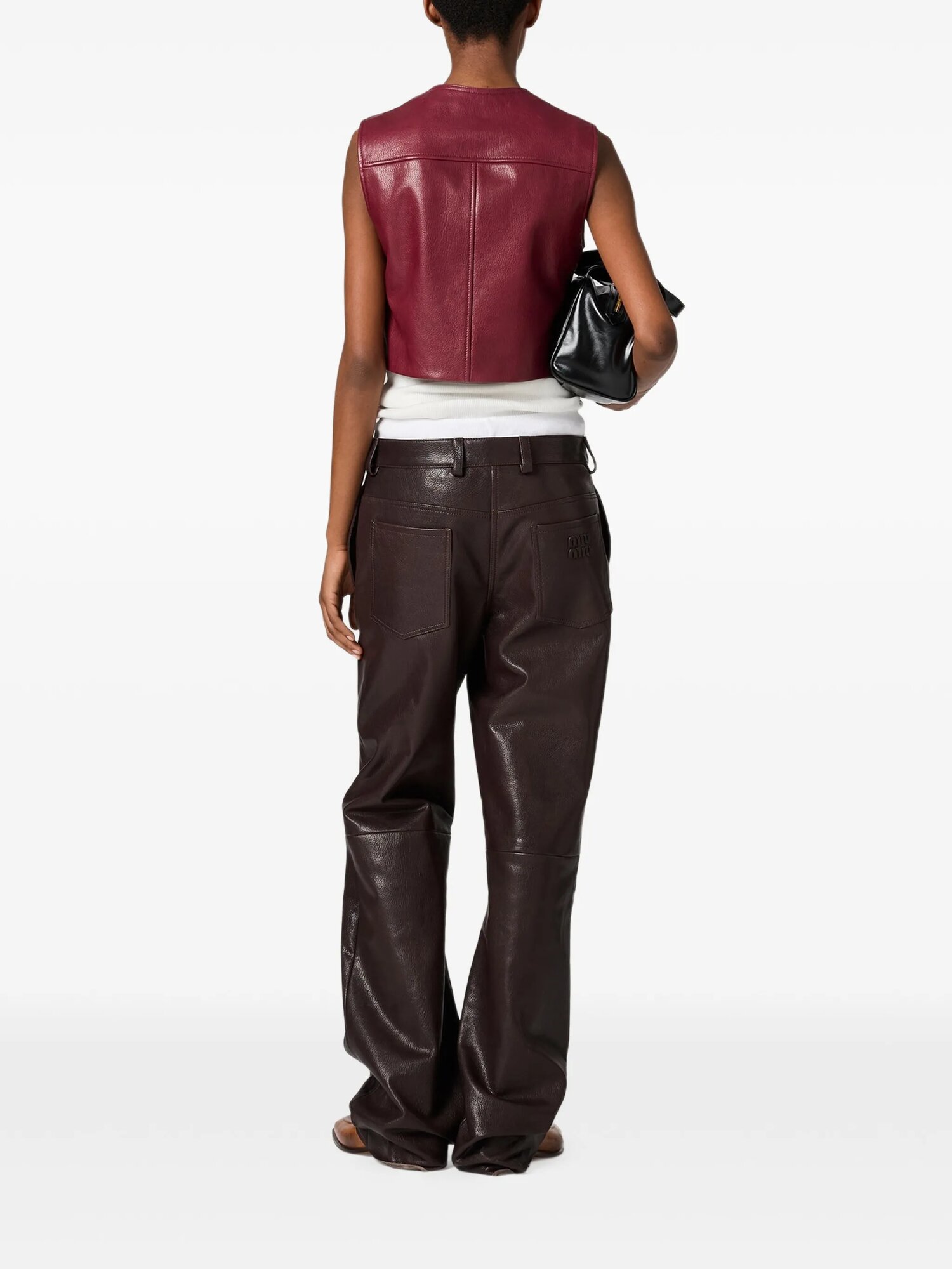 Жилет Miu Miu Snap-button leather vest, размер 40, красный — фото 1