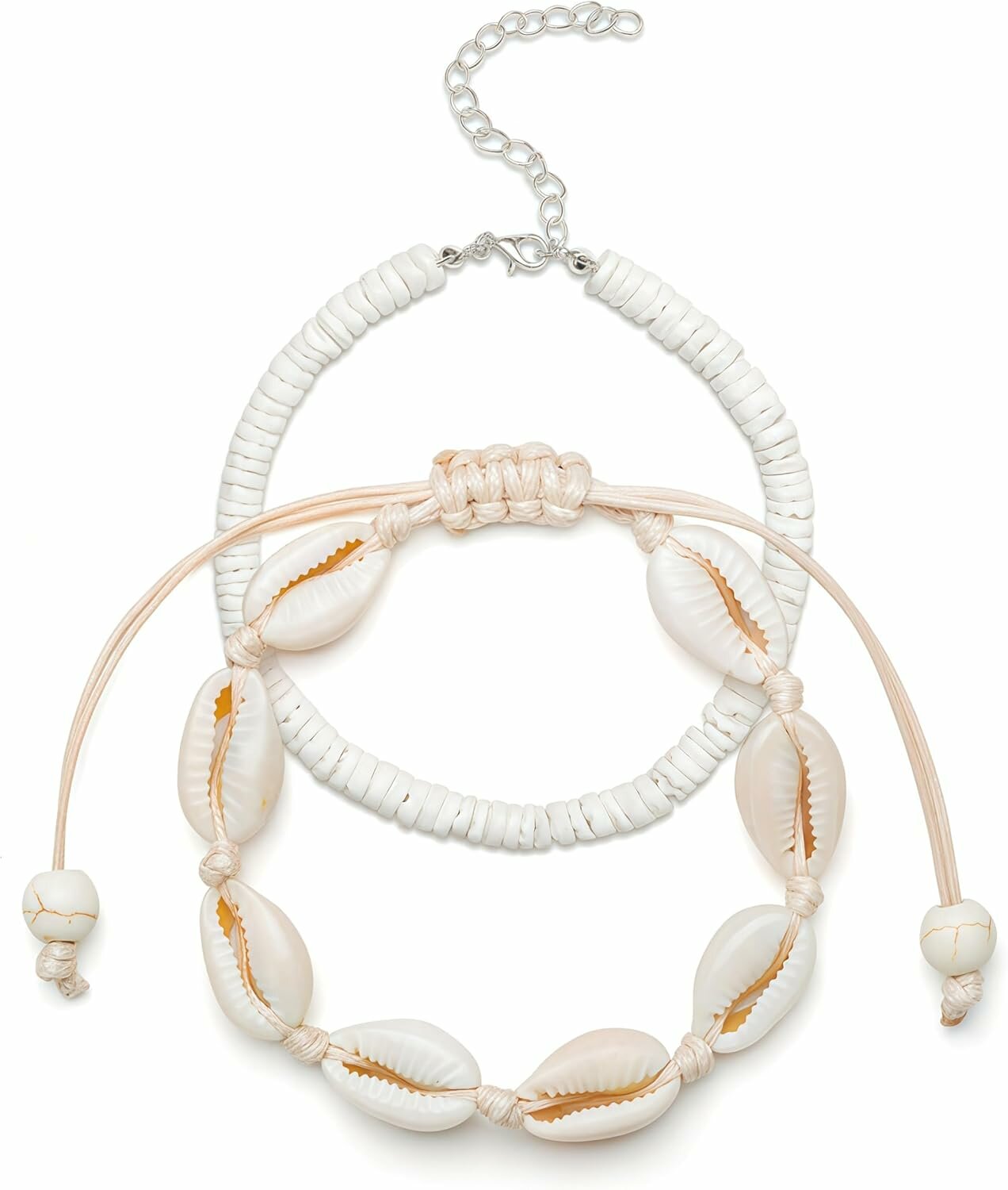 Женский набор браслетов на лодыжку из ракушек, золотой браслет на лодыжку в богемном стиле с бусинами, регулируемый, гавайский пляжный браслет на лодыжку из ракушек, жемчуга, сердца, морской звезды и раковины, ювелирное украшение в подарок.