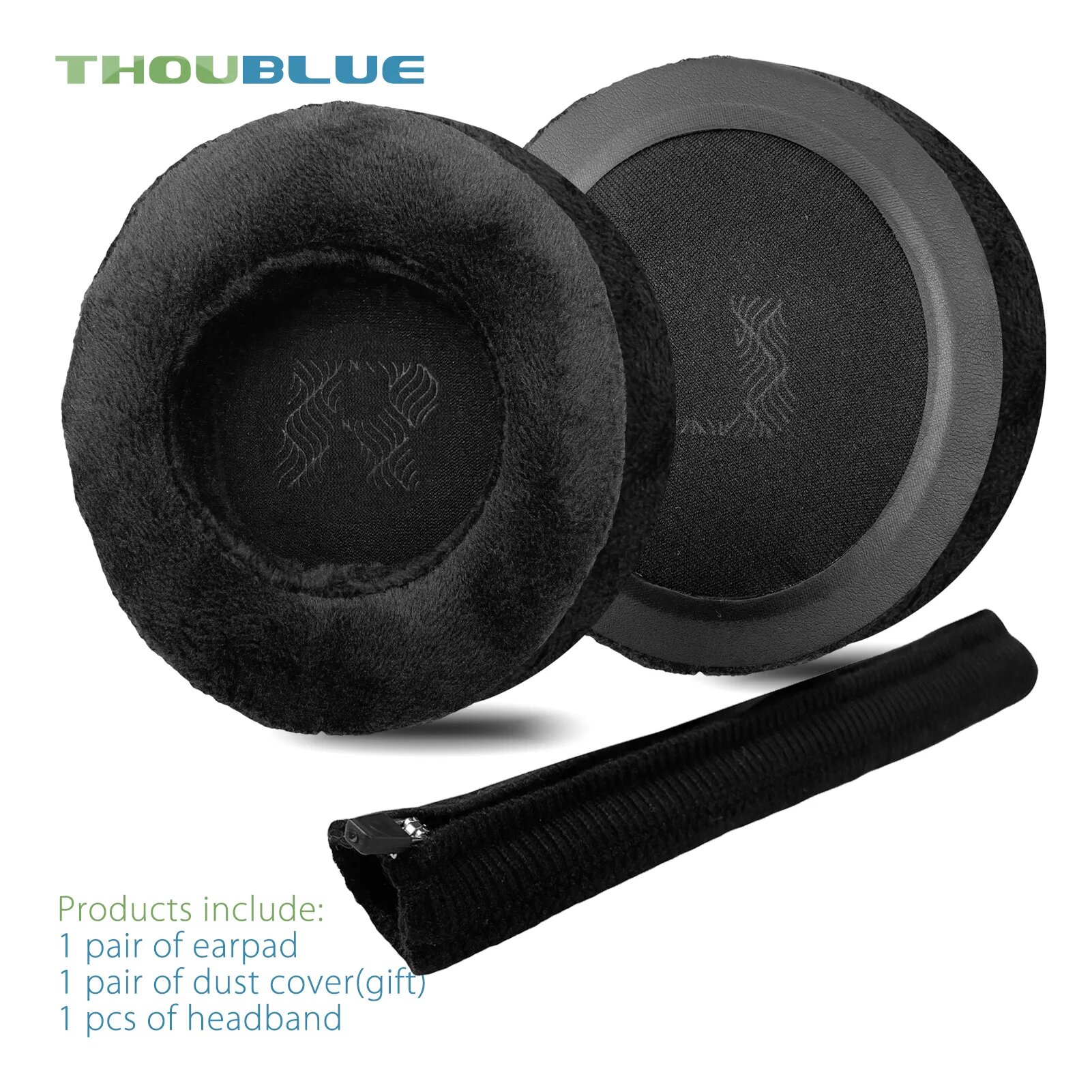 THOUBLUE Амбушюры черного цвета для Beyerdynamic DT770/880/990 + headband