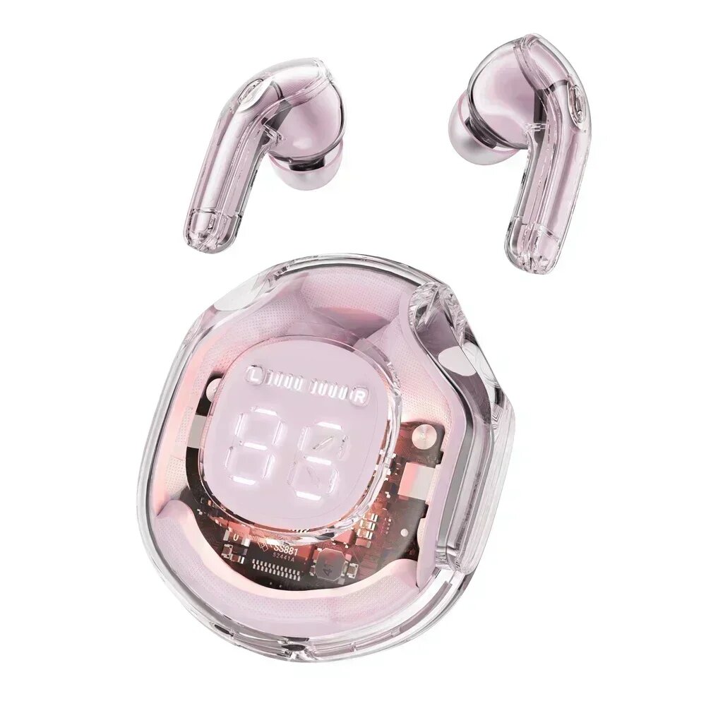 Беспроводные Bluetooth-наушники T8 для Xiaomi со светодиодным дисплеем Розовый, Lotus Pink