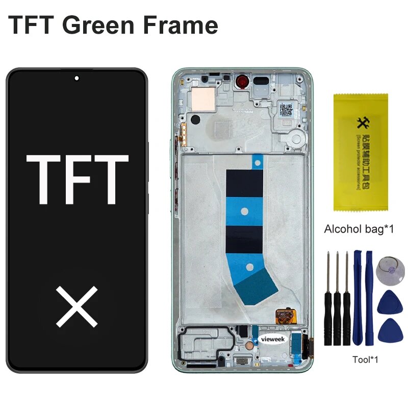 Экран Super Amoled для Redmi Note 13 4G, ЖК-дисплей, цифровой сенсорный экран с TFT Green Frame