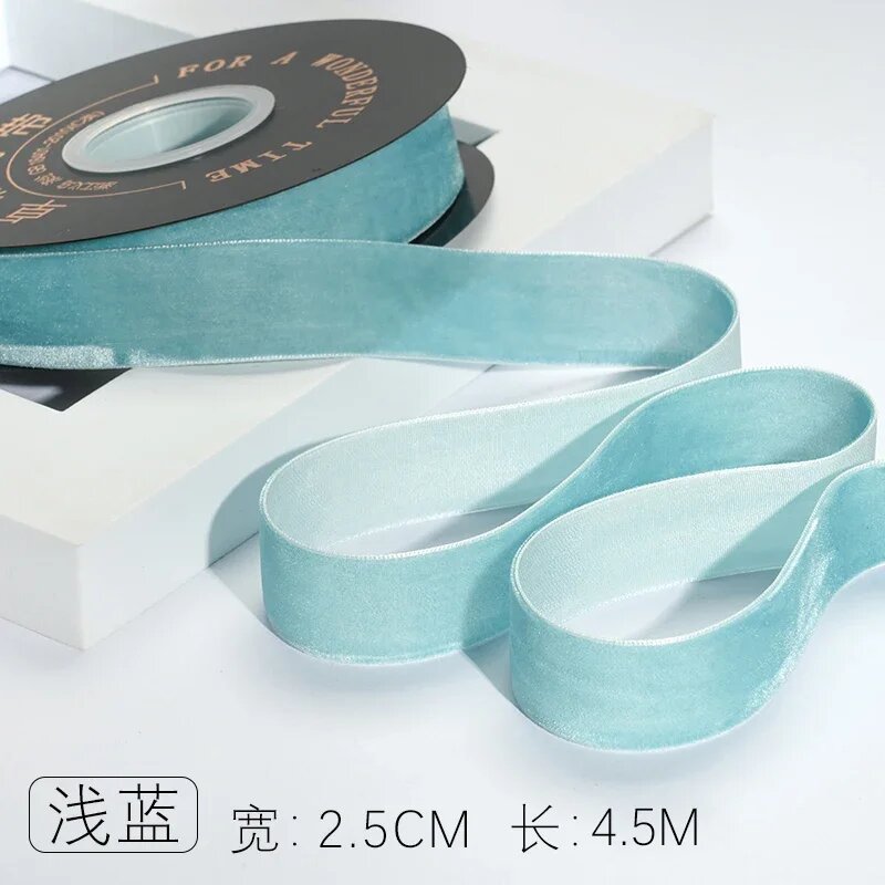 Бархатная лента LightBlue 2.5 см, 4.5 м