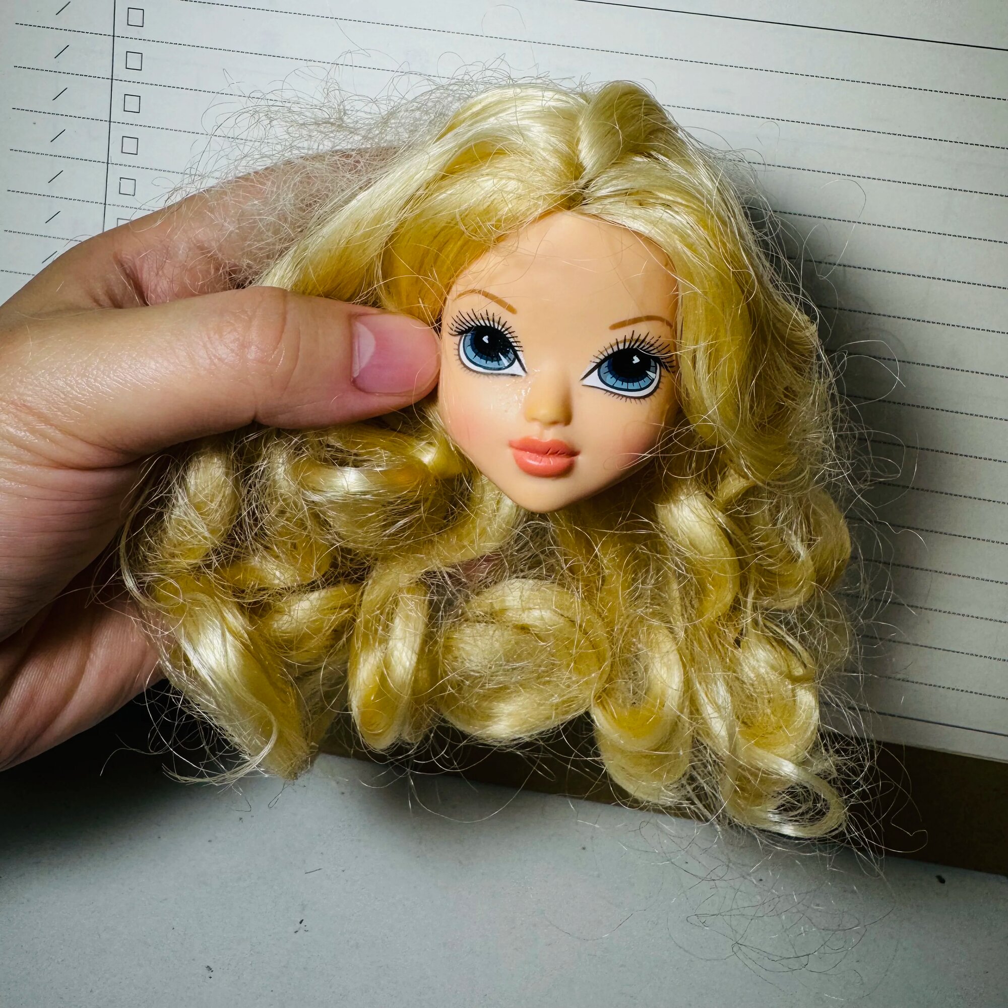 Голова куклы Оригинальная кукла Коричневый, розовый, синий Длинные волосы Коричневый синий с большими глазами Красивая голова куклы Лучший подарок