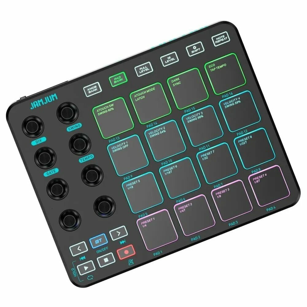 Портативный MIDI-контроллер с подсветкой, Черный