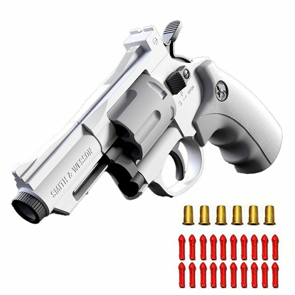 Детский игрушечный пистолет револьвер для мальчиков с патронами (мягкими пулями и гильзами) - Magnum ZP-5