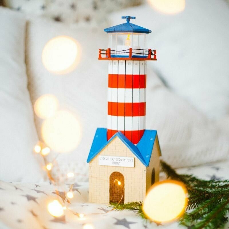 Сборная модель Маяк Графтон (США) / деревянный инженерный конструктор из фанеры / развивающий подарочный набор