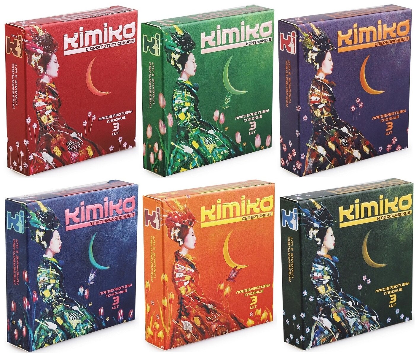 Презервативы из натурального латекса Kimiko 18 шт. (набор из 6 упаковок по 3 шт.)