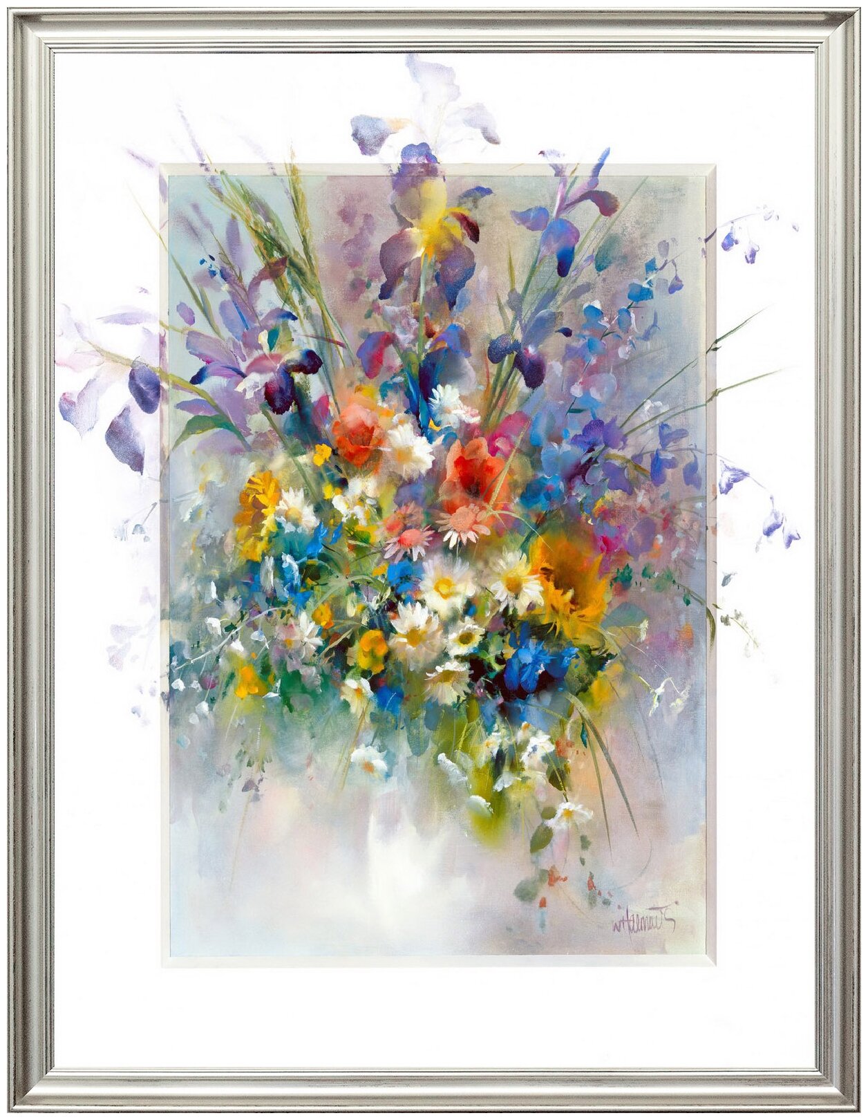 Картина на холсте, "Цветочные впечатления", 80х60 см, художник - Willem Haenraets, Холст на деревянном подрамнике, оформлена в багет, Арт. ХВ-х21