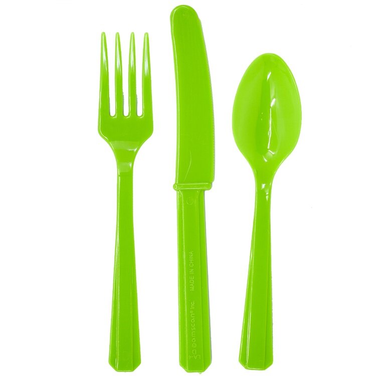 Столовые приборы Kiwi Green, 8 персон, 24 предмета, пластиковые, светло-зеленые