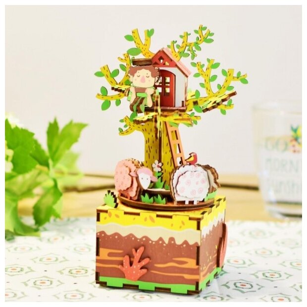 Деревянный конструктор Музыкальная шкатулка Дом на дереве